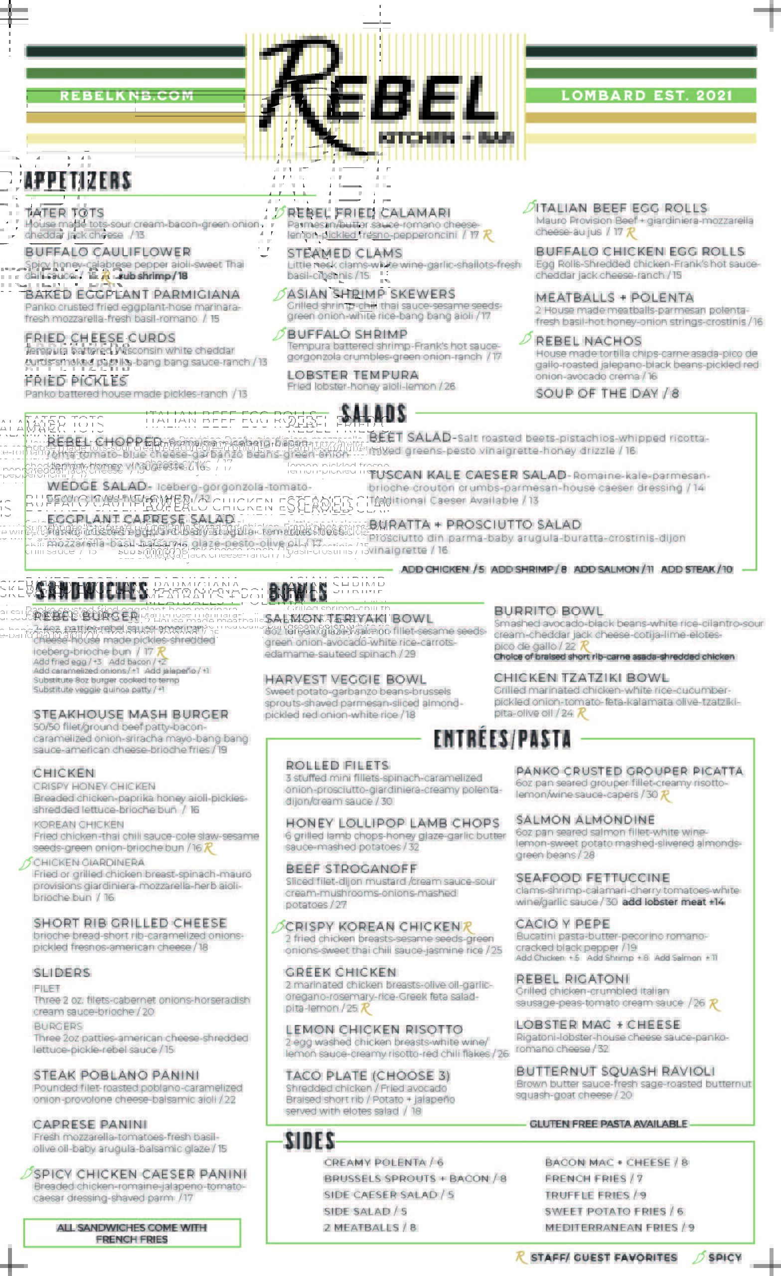 Menus - Rebel Kitchen + Bar