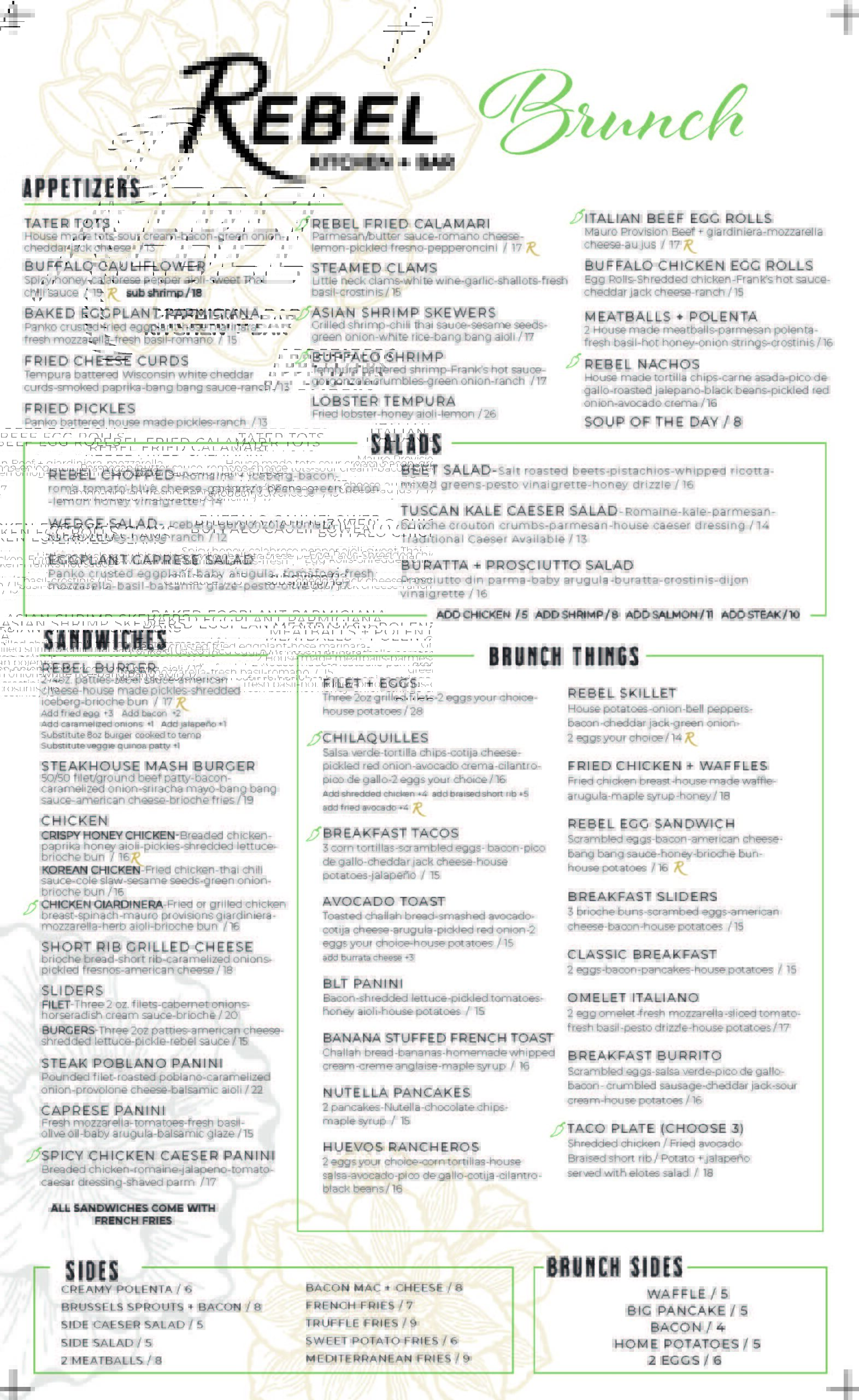 Menus - Rebel Kitchen + Bar